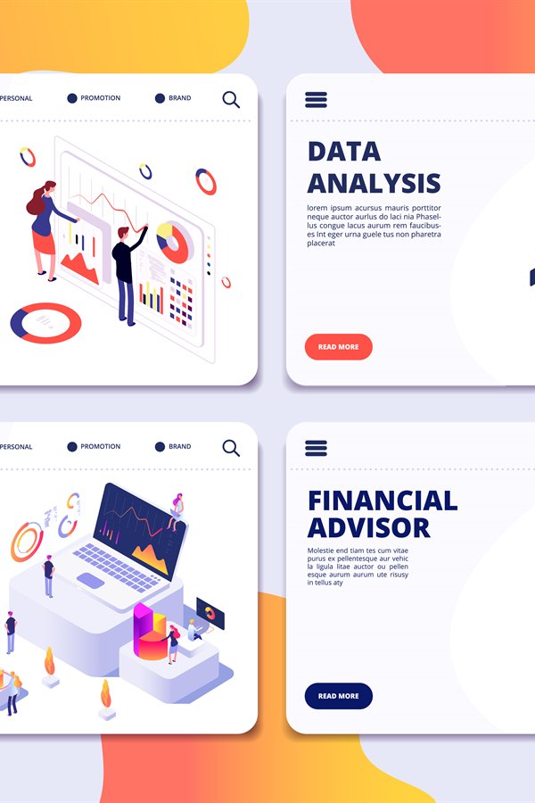 Data analysis, financial adviser, business data analysis vec