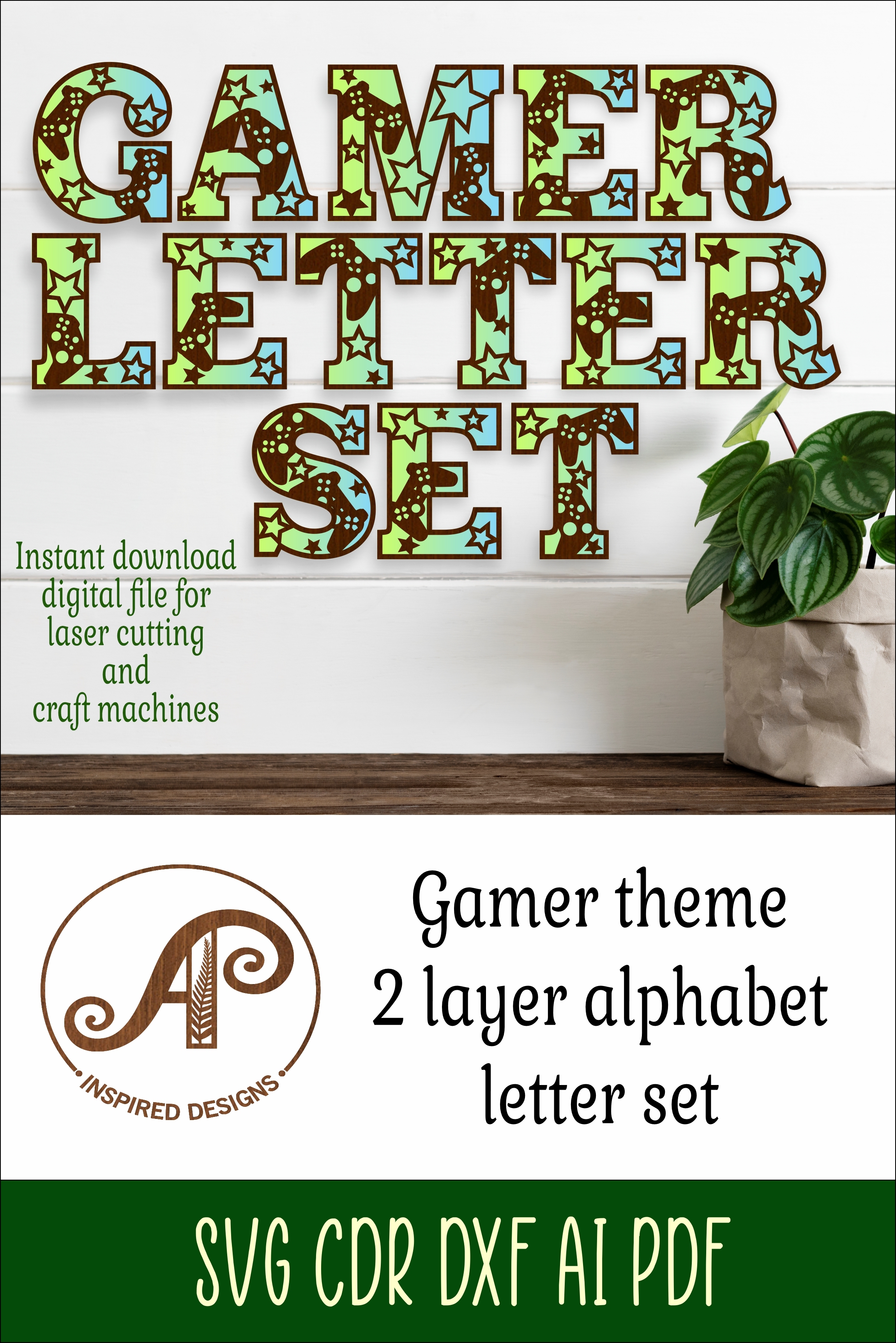 Gamer alphabet set. 2 layer letters. 78 letter options