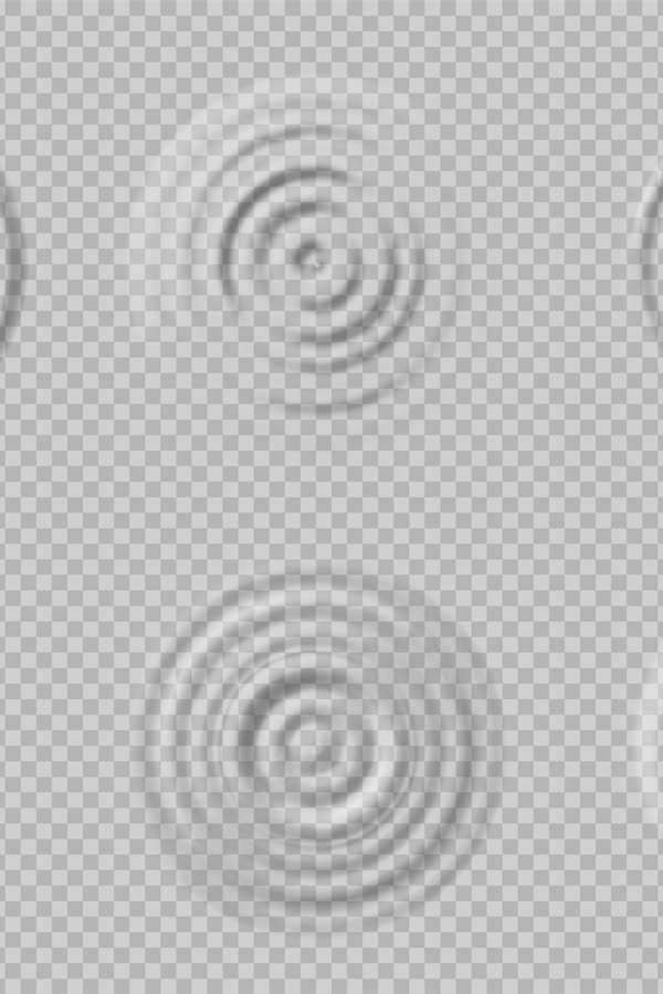 Realistic water circles. Top view round waves, transparent r