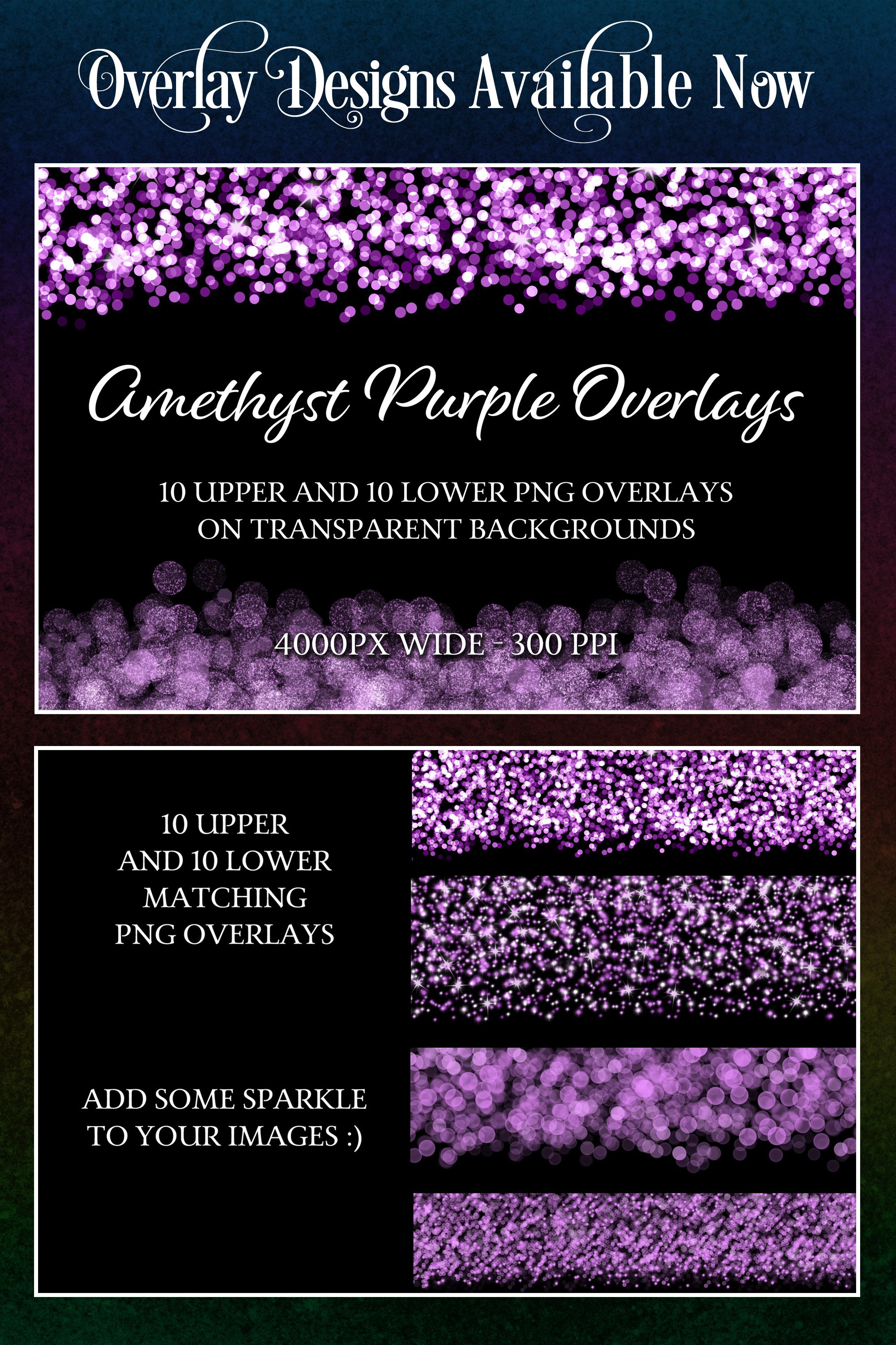 Amethyst Purple Overlays - 10 Upper and 10 Lower Overlays