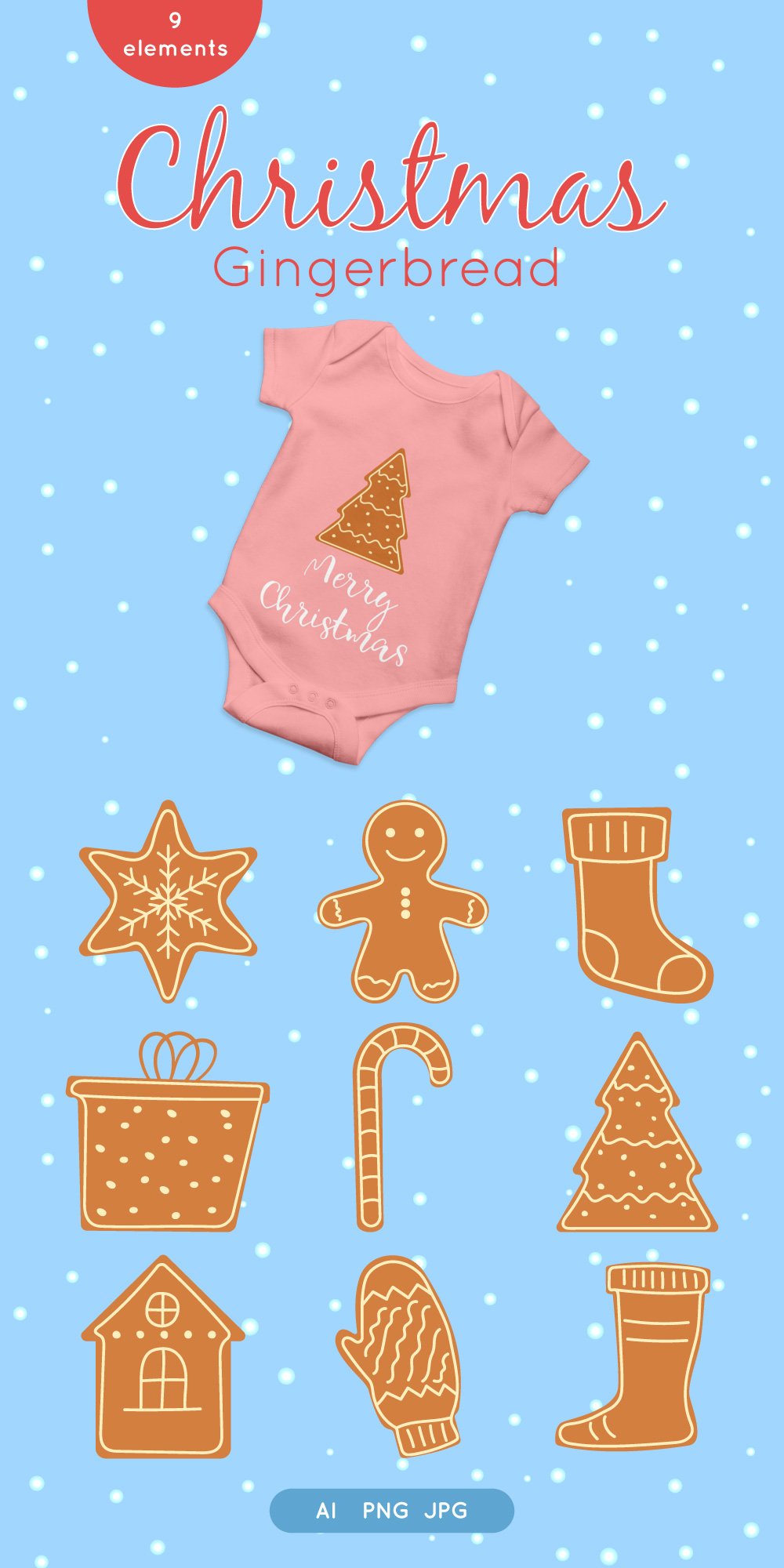 Christmas Gingerbread Clipart set. Christmas png