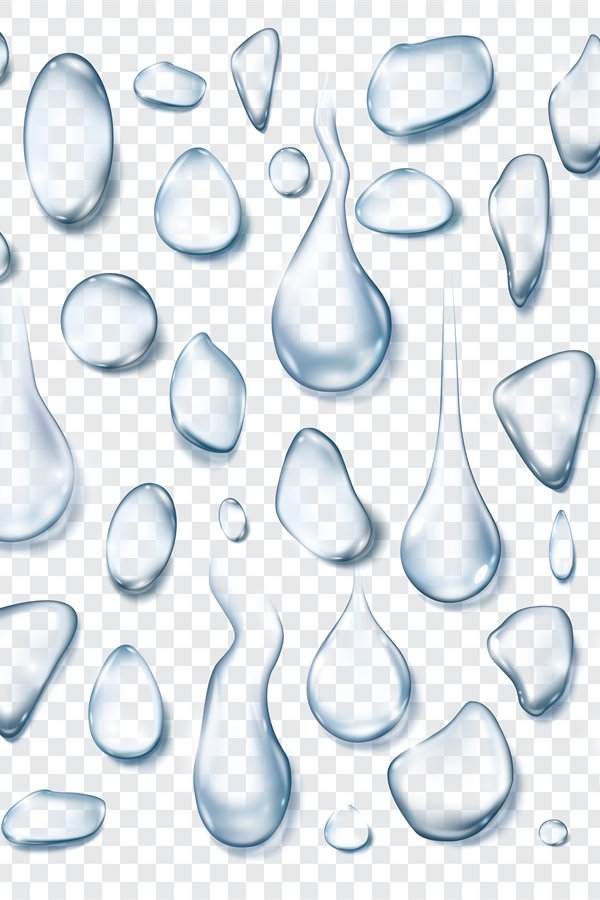 Water drops. Realistic 3d rain droplet shape on glass. Conde