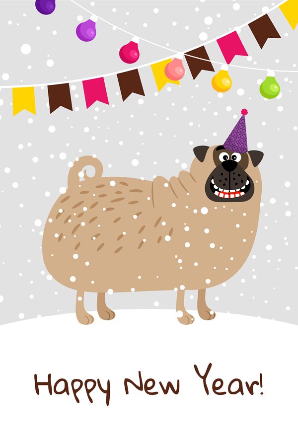 Happy New Year dog card
