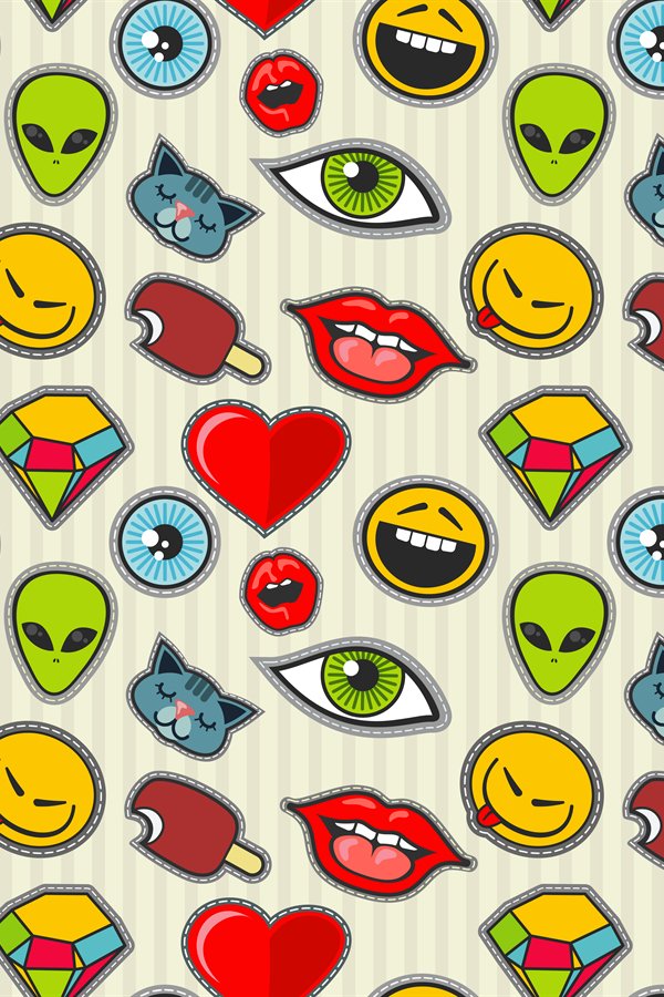Vector cartoon patch seamless pattern