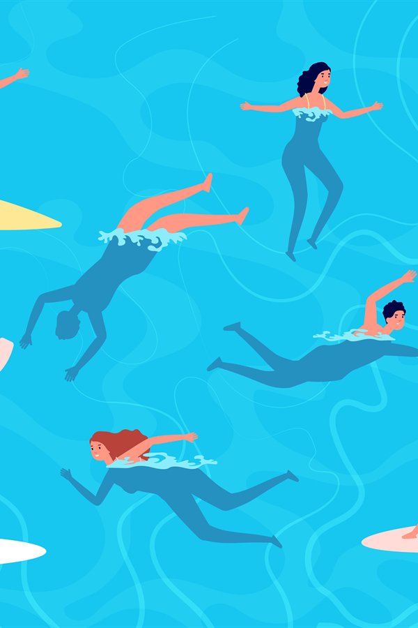 People swimming. Summer swim, woman man in vacation. People