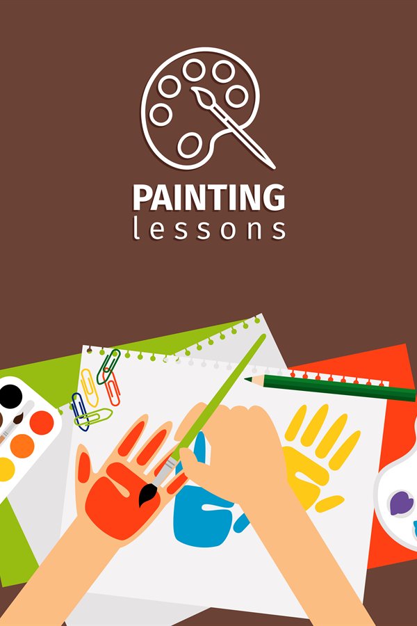 Kids painting lessons vector illustration