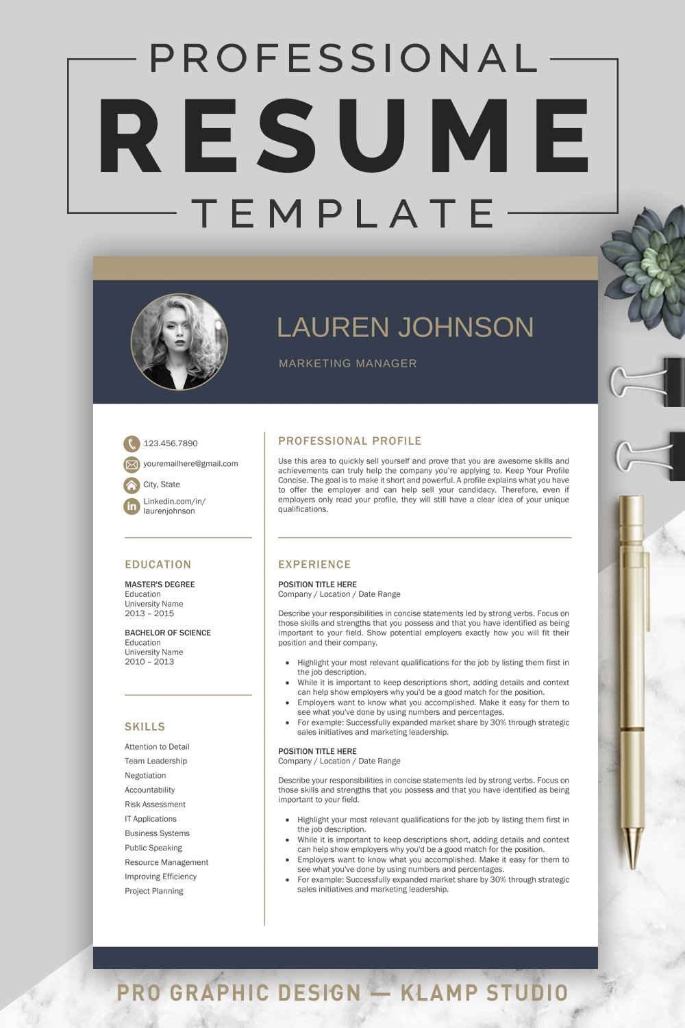 Modern Resume Template / CV with Cover Letter