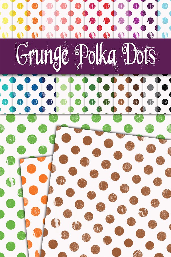 Grunge Polka Dots Digital Paper