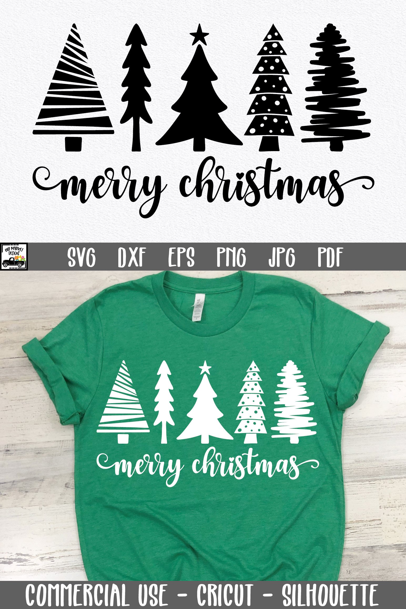 Merry Christmas SVG File - Christmas Trees SVG