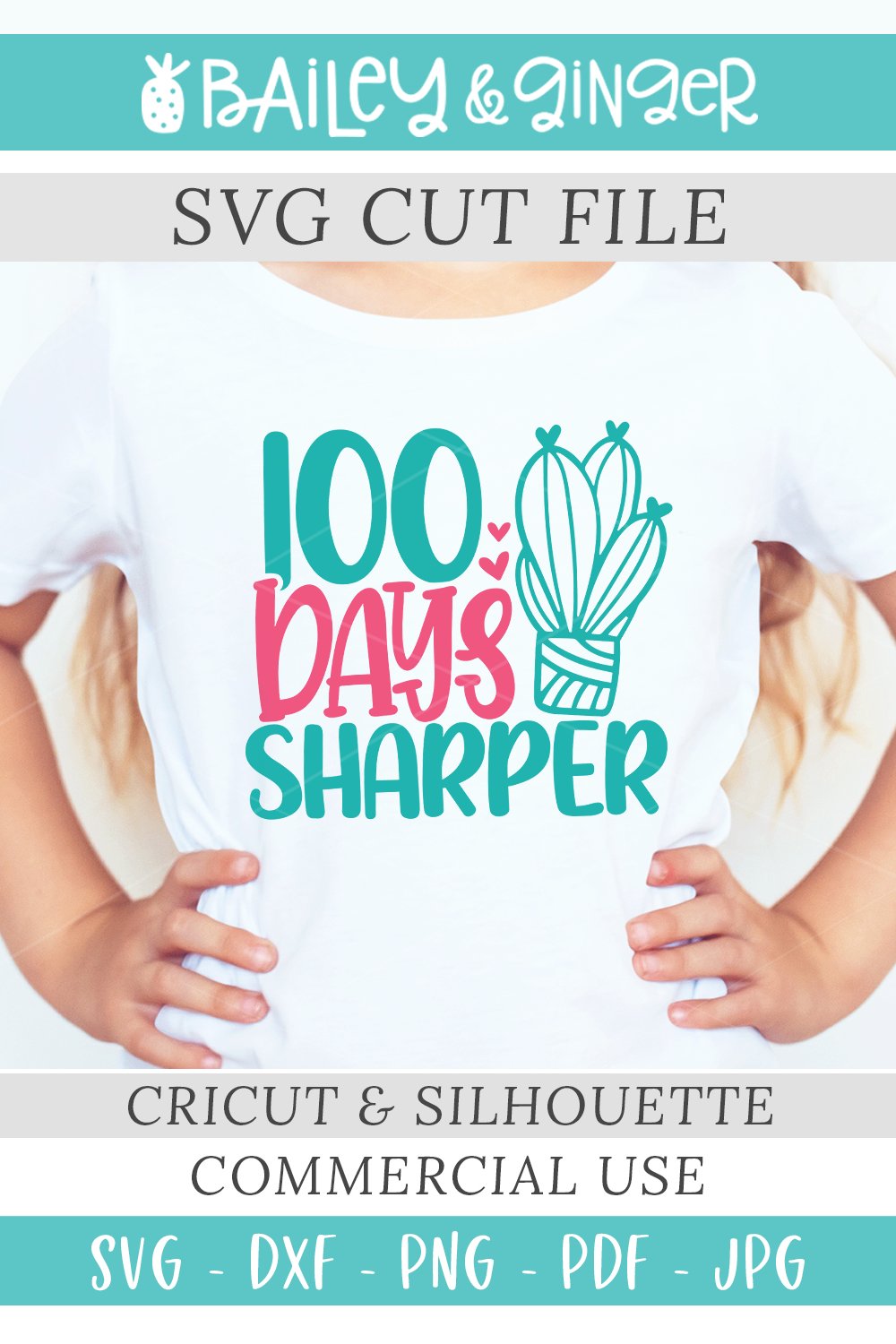 100 Days Sharper - Cute Cactus 100 Days Of School SVG