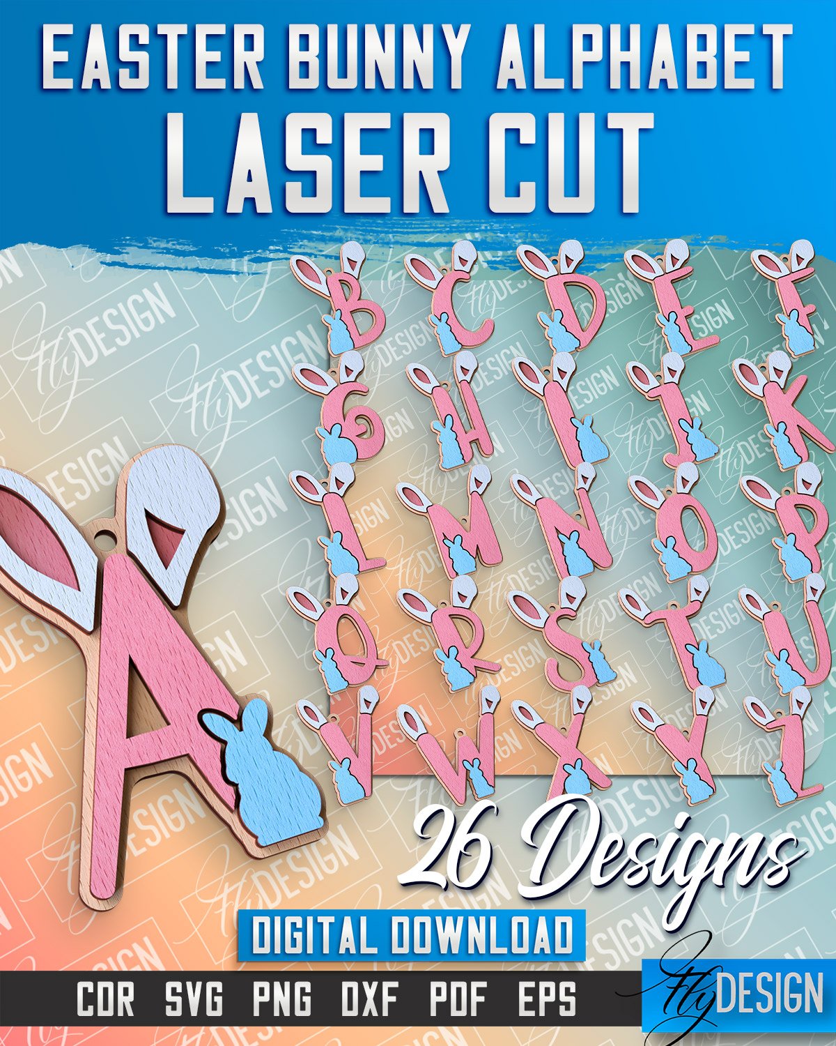 Easter Bunny Alphabet Laser Cut | Alphabet Easter (3356207)