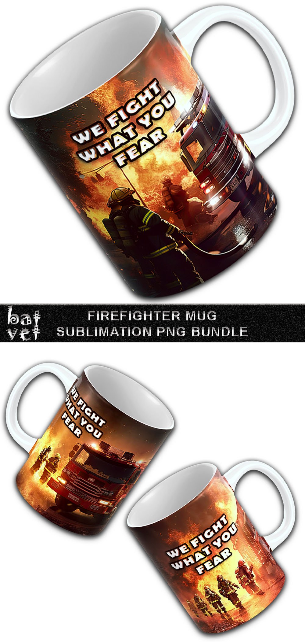 Firefighter Mug Sublimation Design | Firefighter Coffee Cup