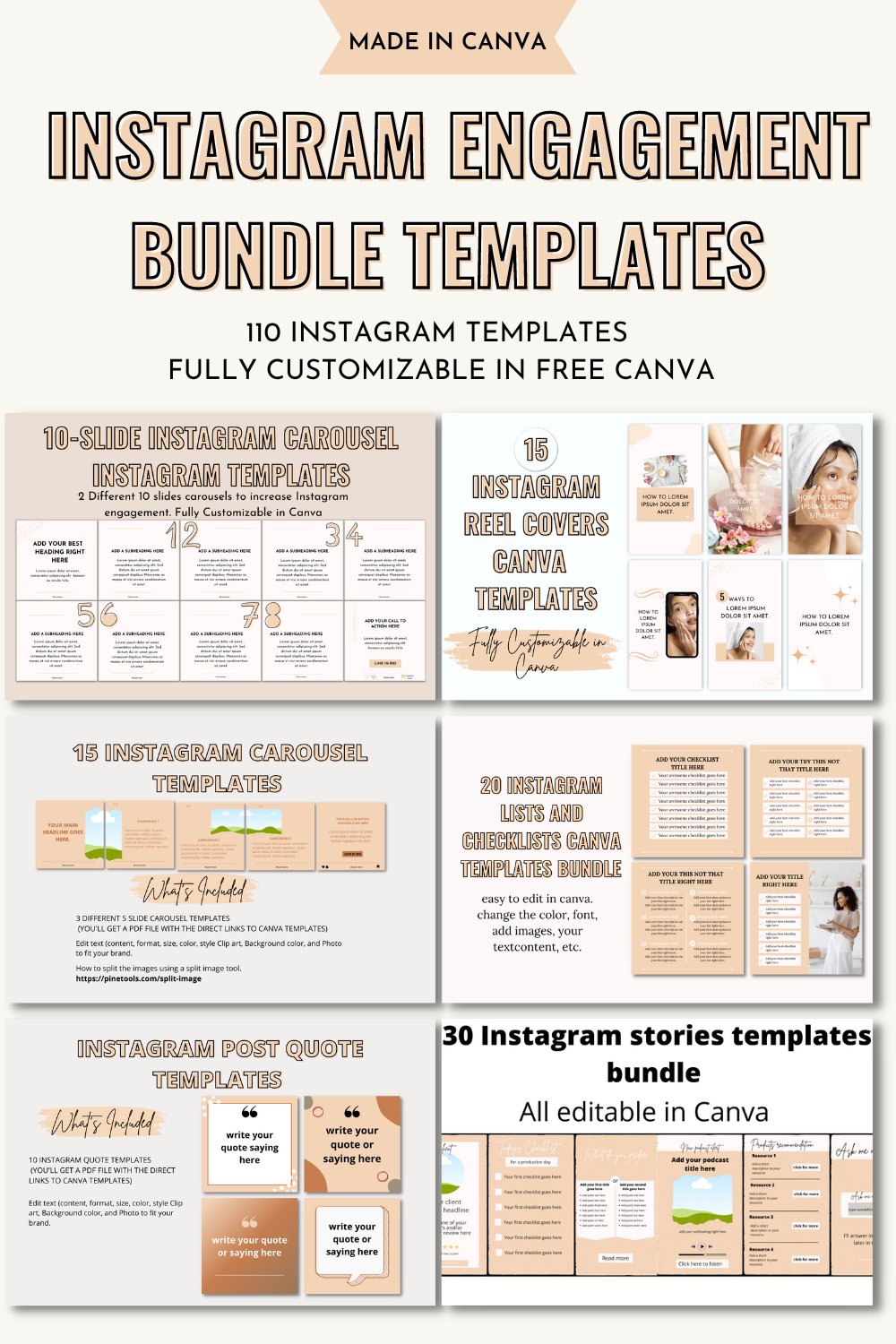 Instagram Post and Story Engagement Templates Bundle | Canva