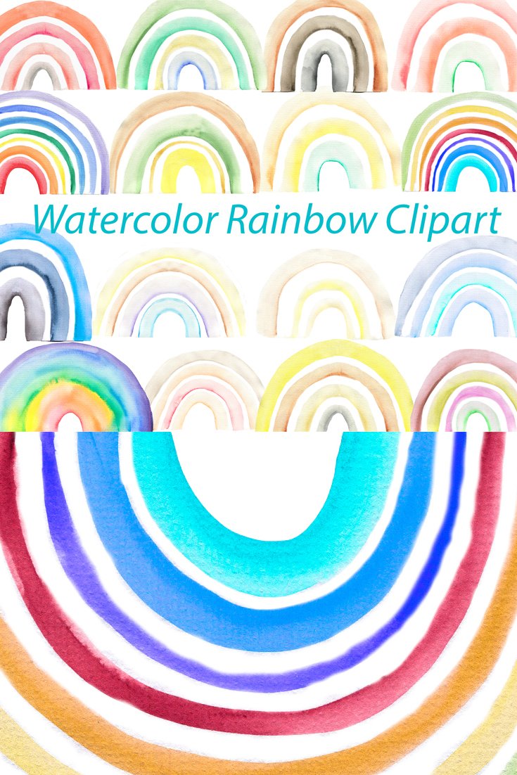 Rainbow watercolor. Rainbow clipart. Rainbow backgrround.