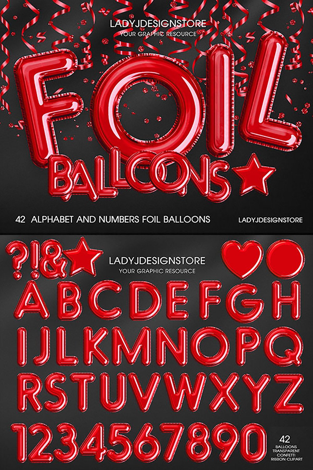 Red Foil Balloon Alphabet Clip Art PNG transparent ribbons
