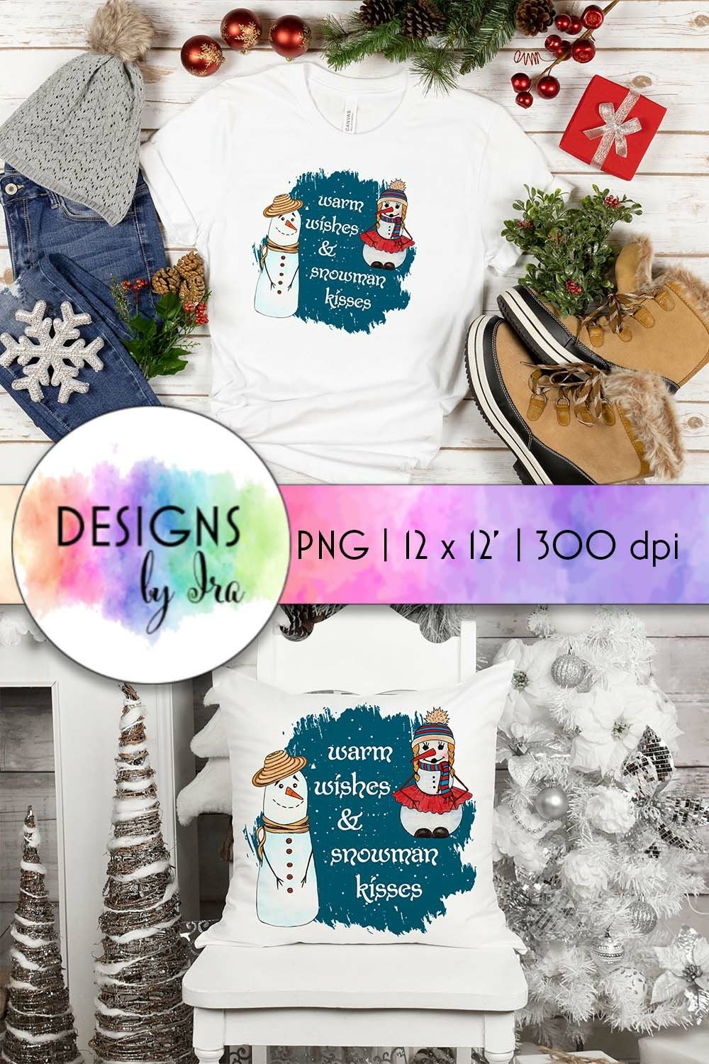 Warm wishes and snowman kisses sublimation