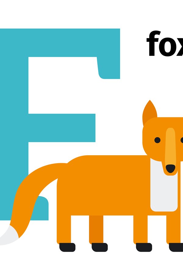 English animals zoo alphabet letter F