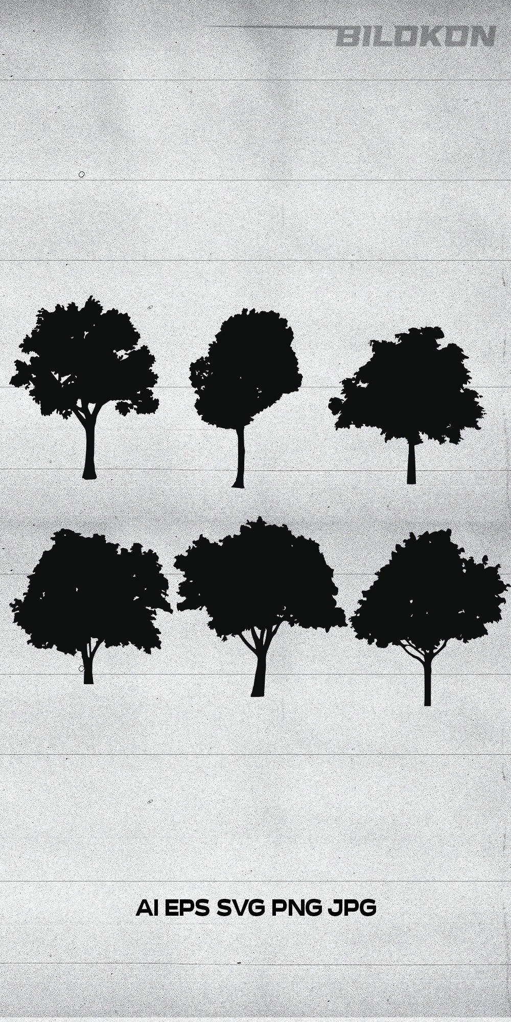 Tree silhouette icon set, SVG Vector