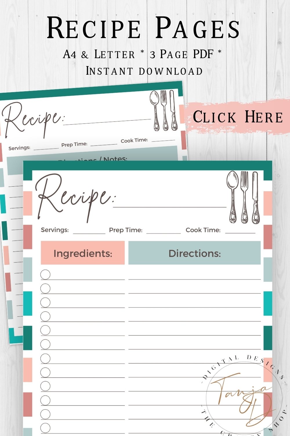 Recipe Card Printable Page
