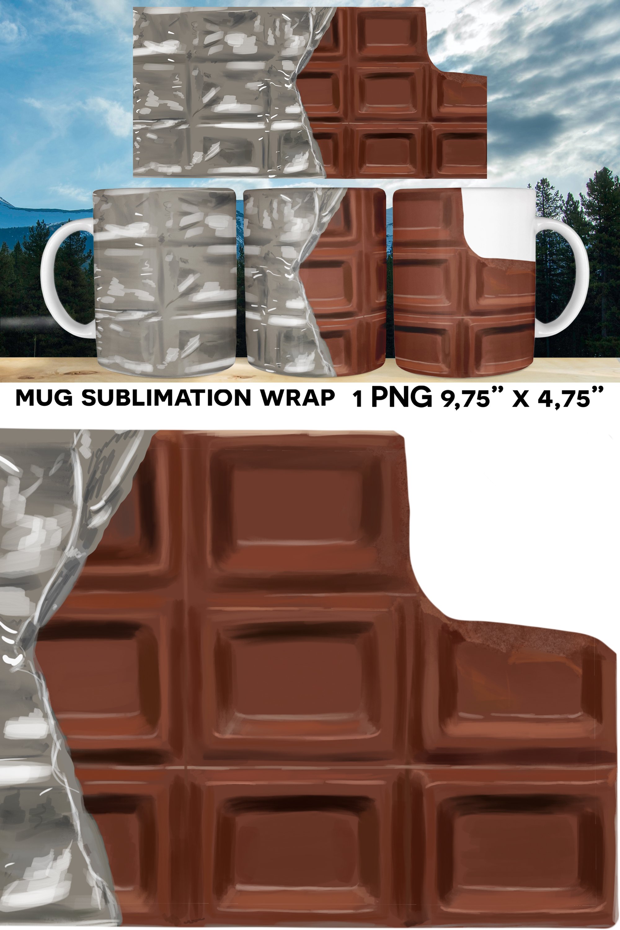 Chocolate bar Mug wrap png