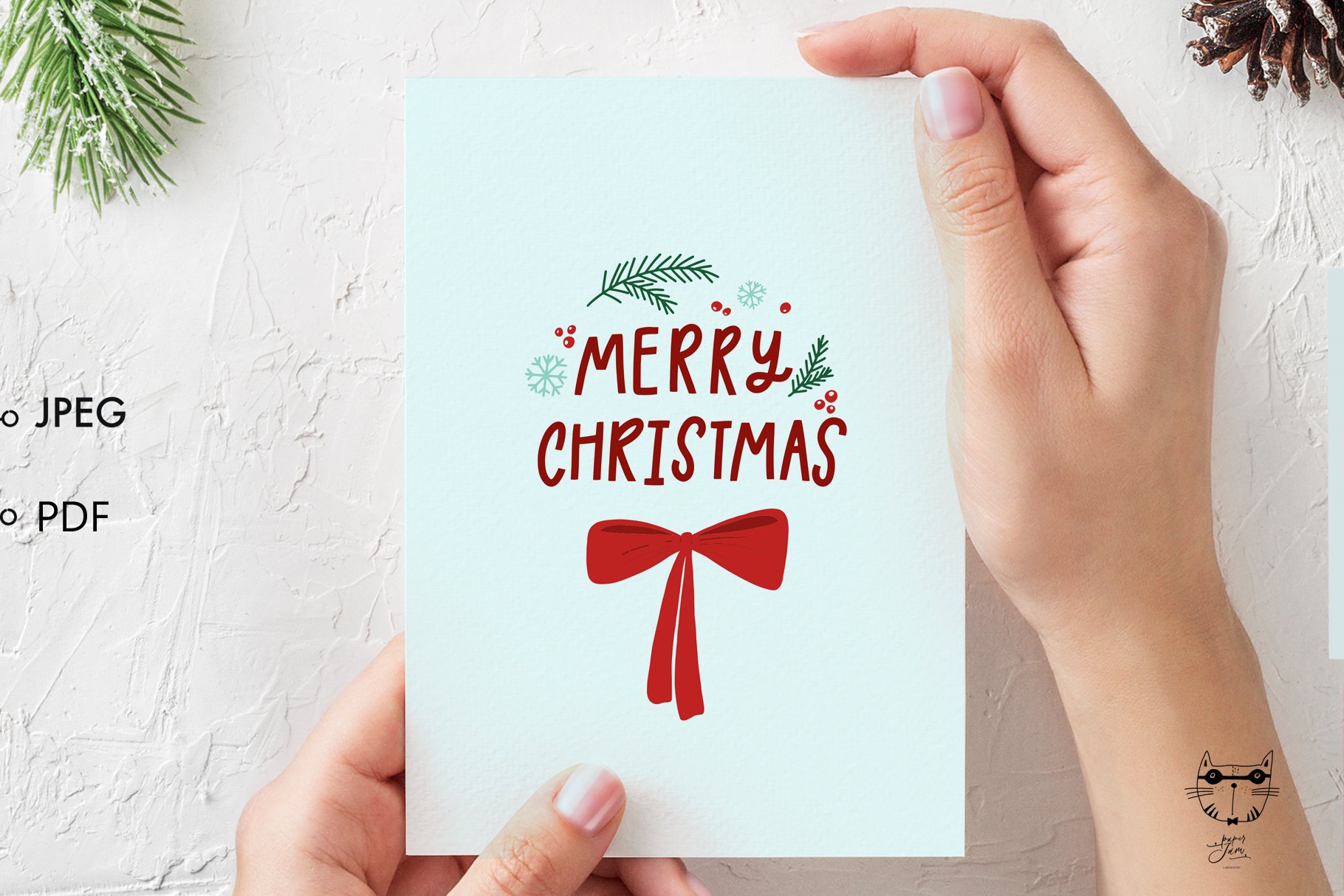 Christmas card printable, Merry Christmas card pdf