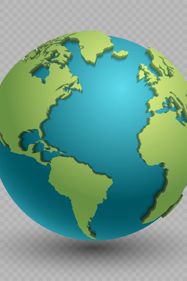 Modern 3d world map concept isolated on transparent backgrou