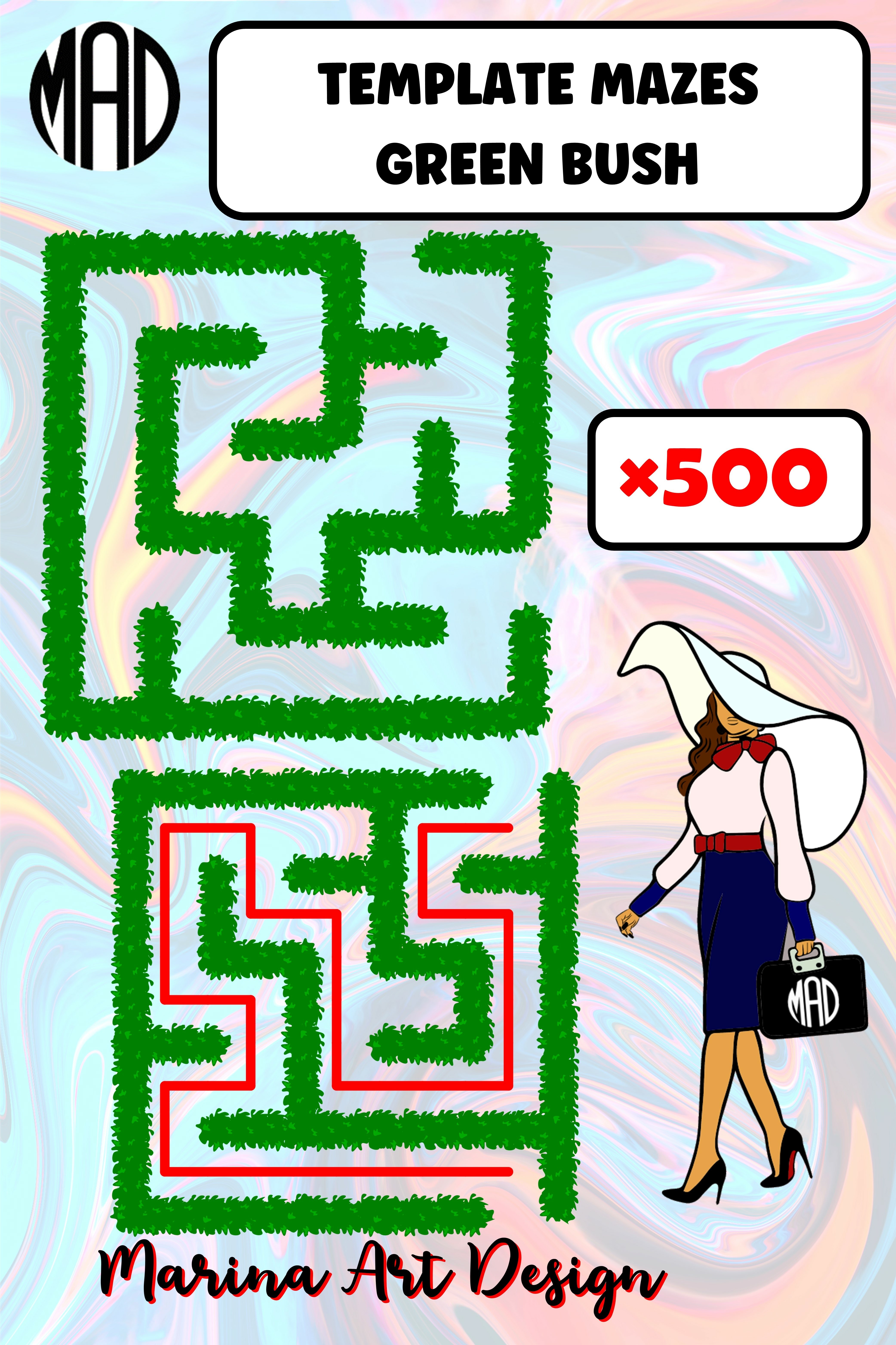 Green bush grass template maze illustration for Pre-K