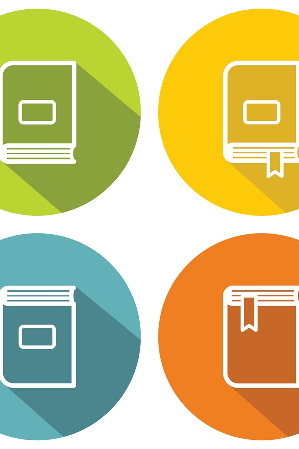 Book flat icons for school and university