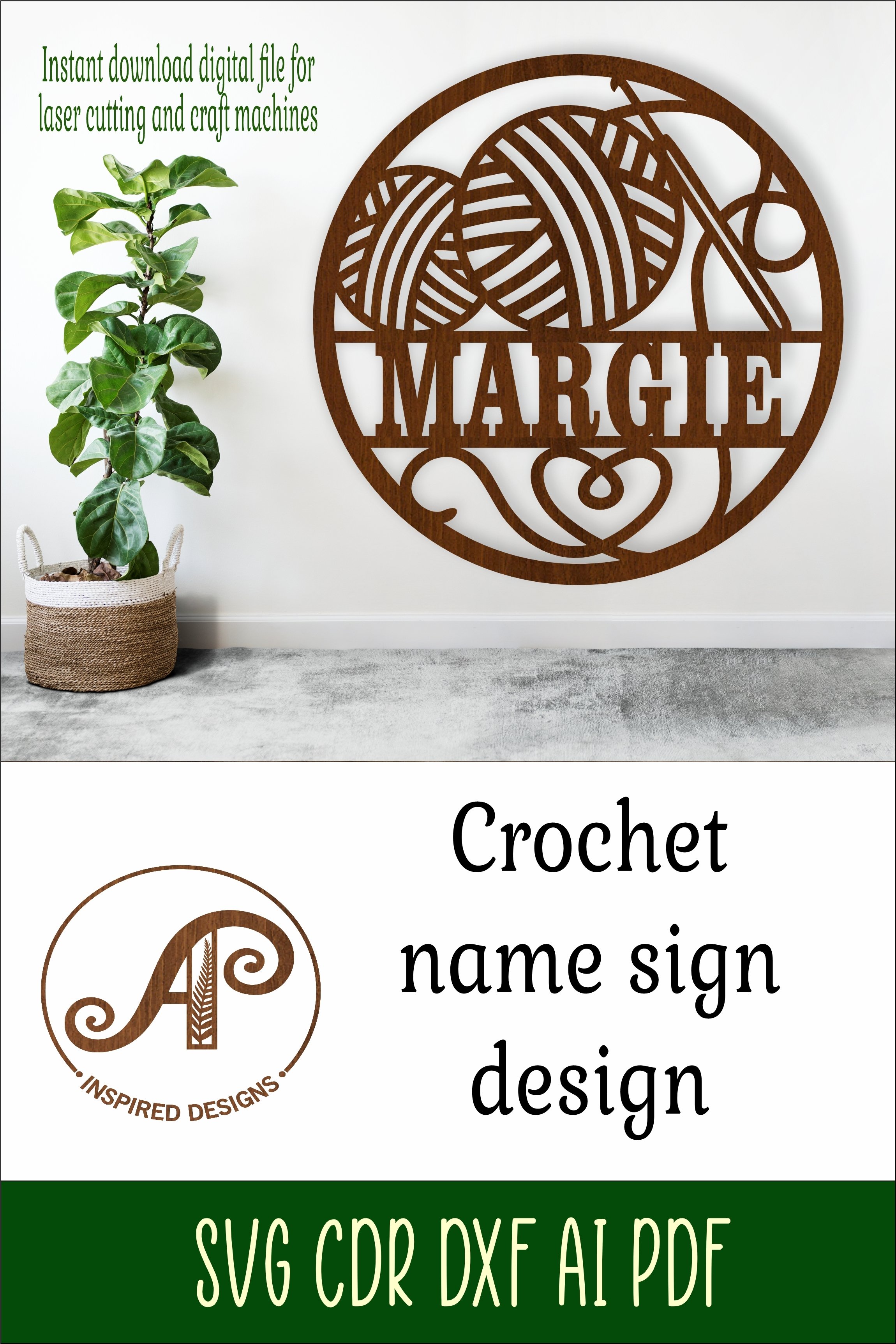 Crochet name wall art sign, SVG file (5250752)