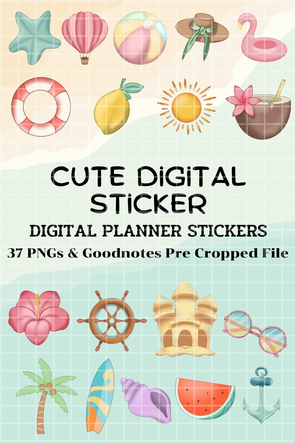 Summer Theme Digital Sticker Pack