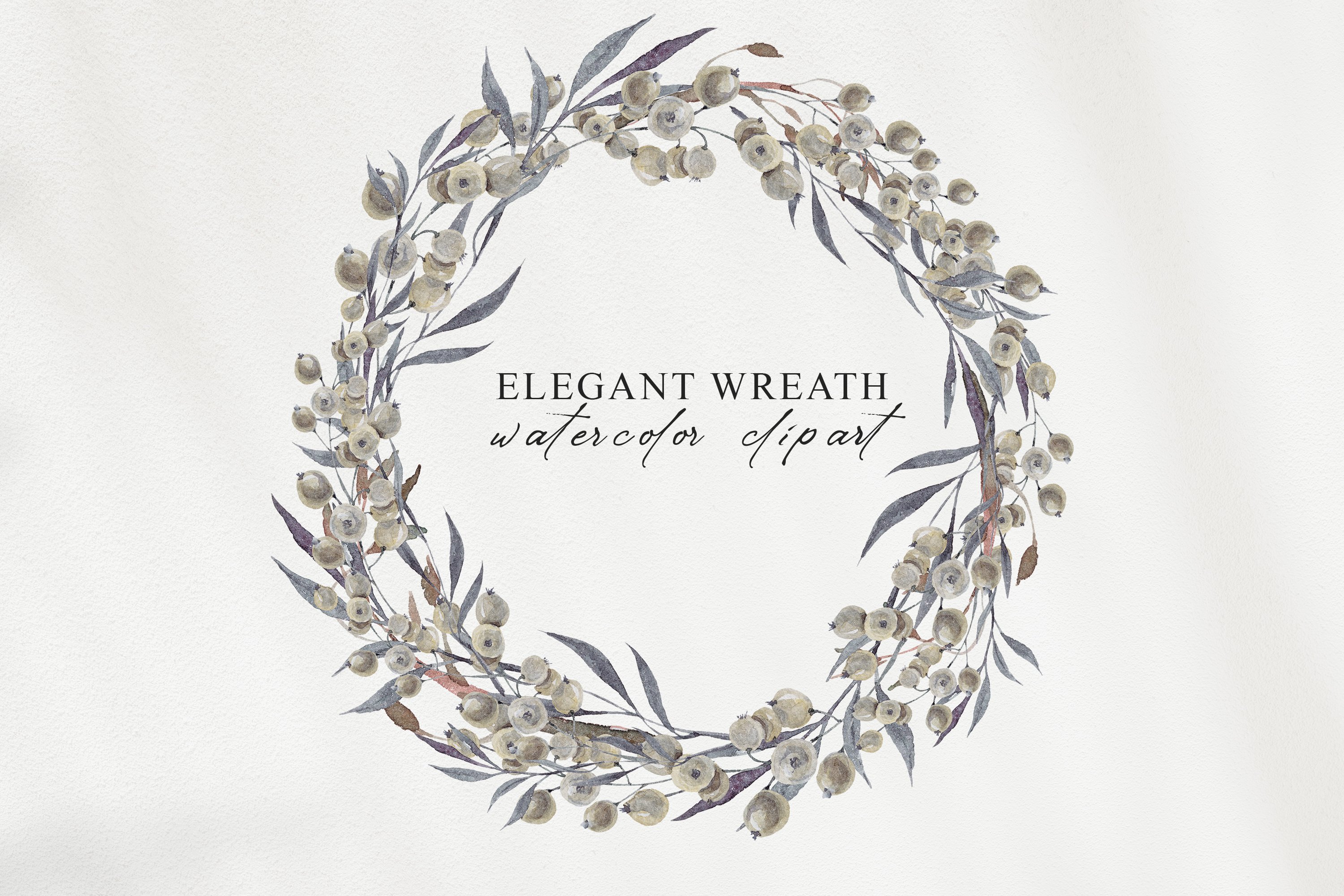 Watercolor Christmas wreath clipart. Winter (1095517)