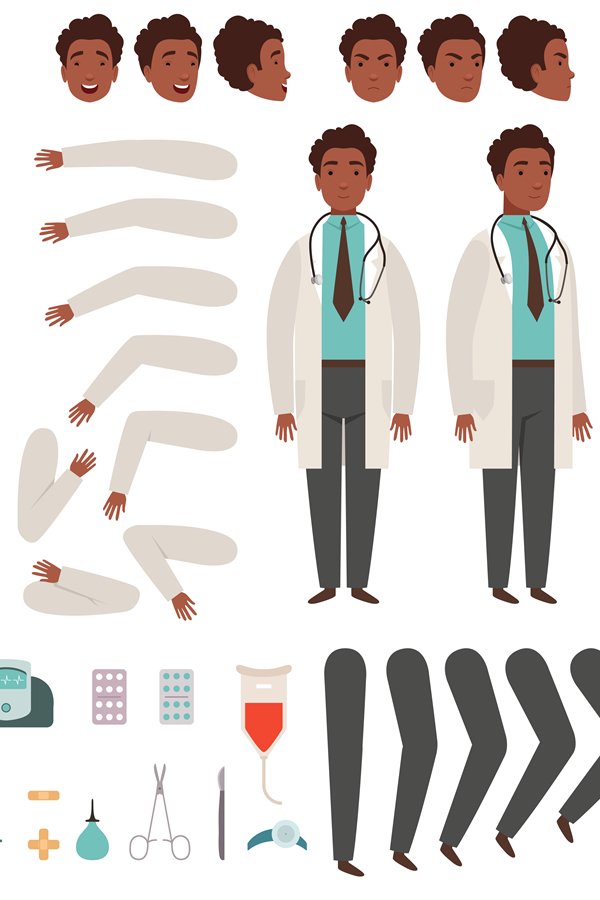 Medic animation. Doctor characters hospital medicine staff b