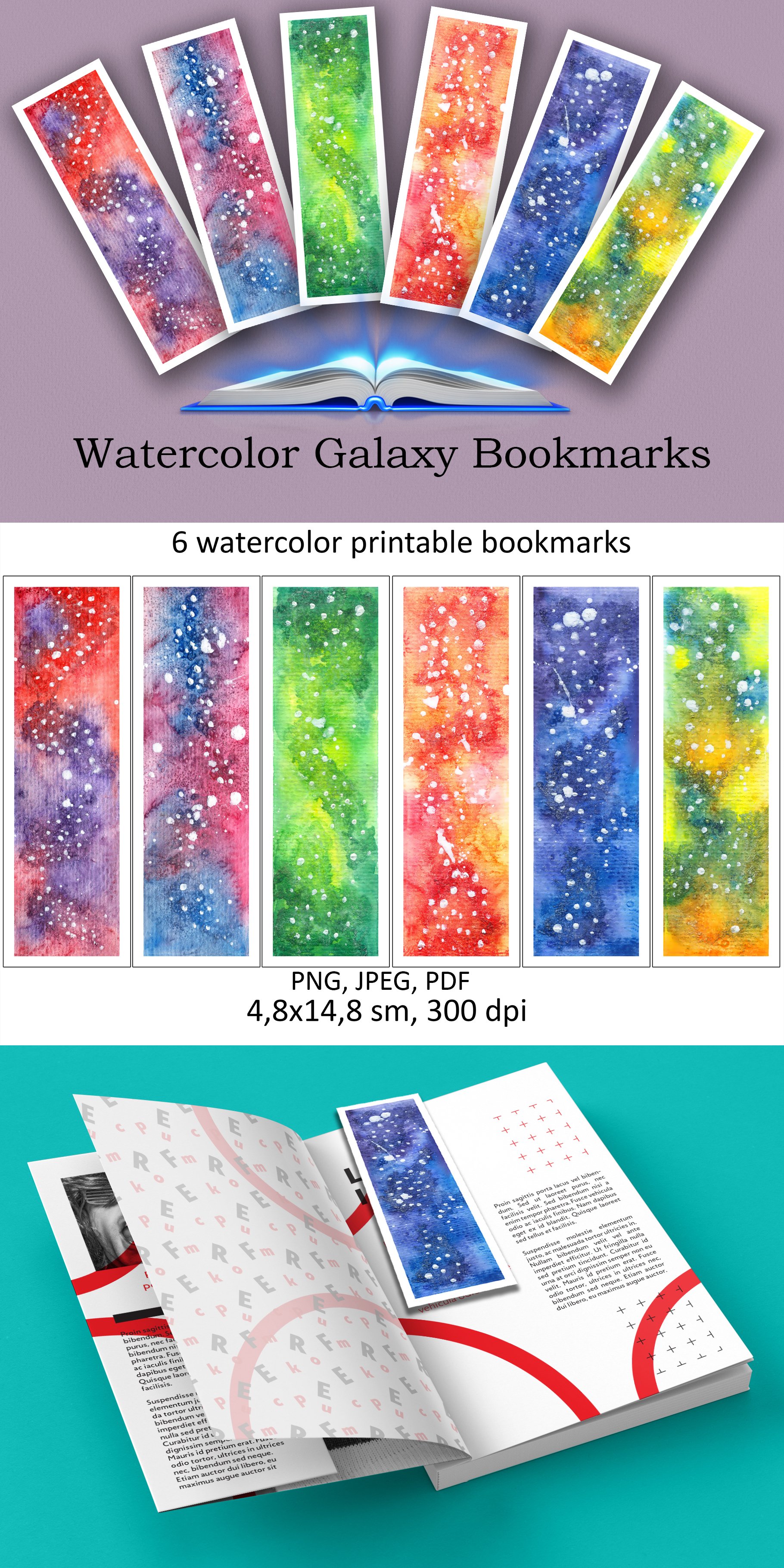 Watercolor Galaxy Bookmarks