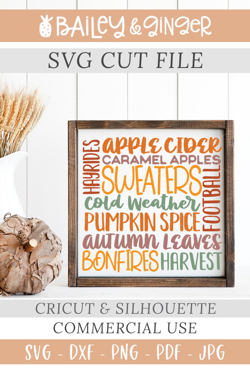 Fall SVG - Happy Harvest - Floral Pumpkin Cut File