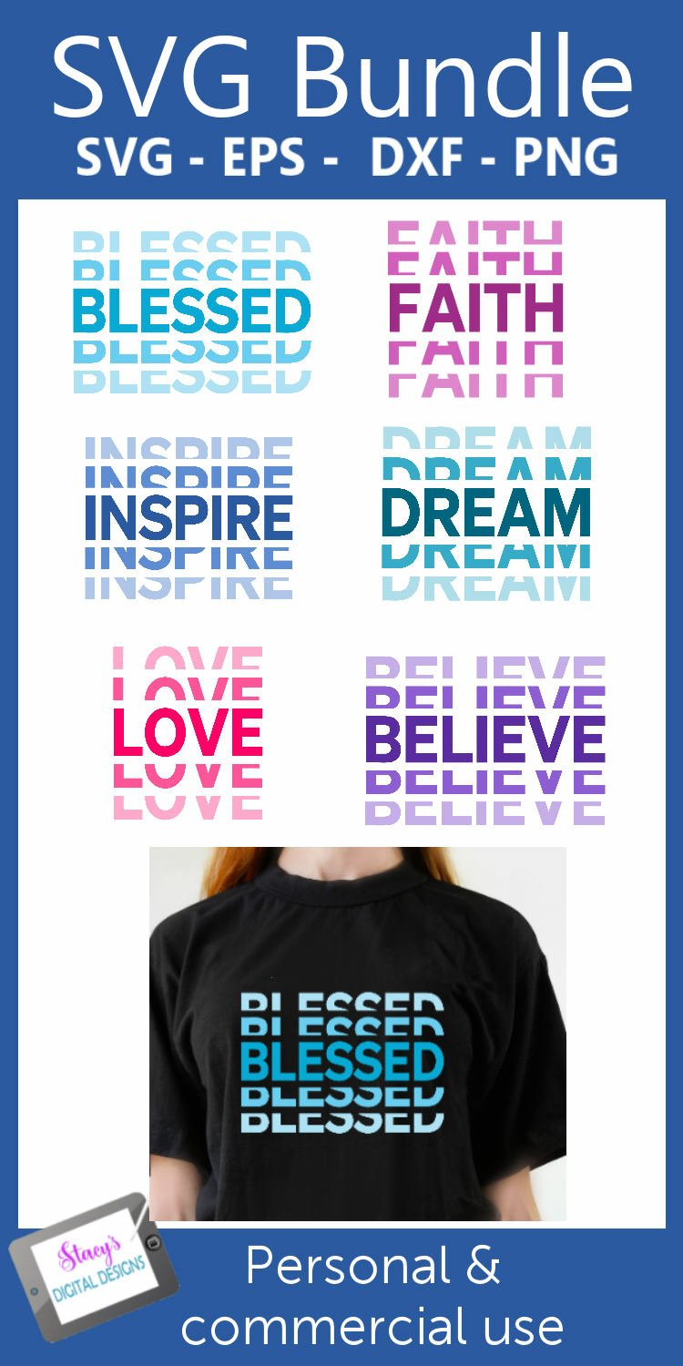 Stacked Inspirational Word Bundle - 6 stacked SVG Designs