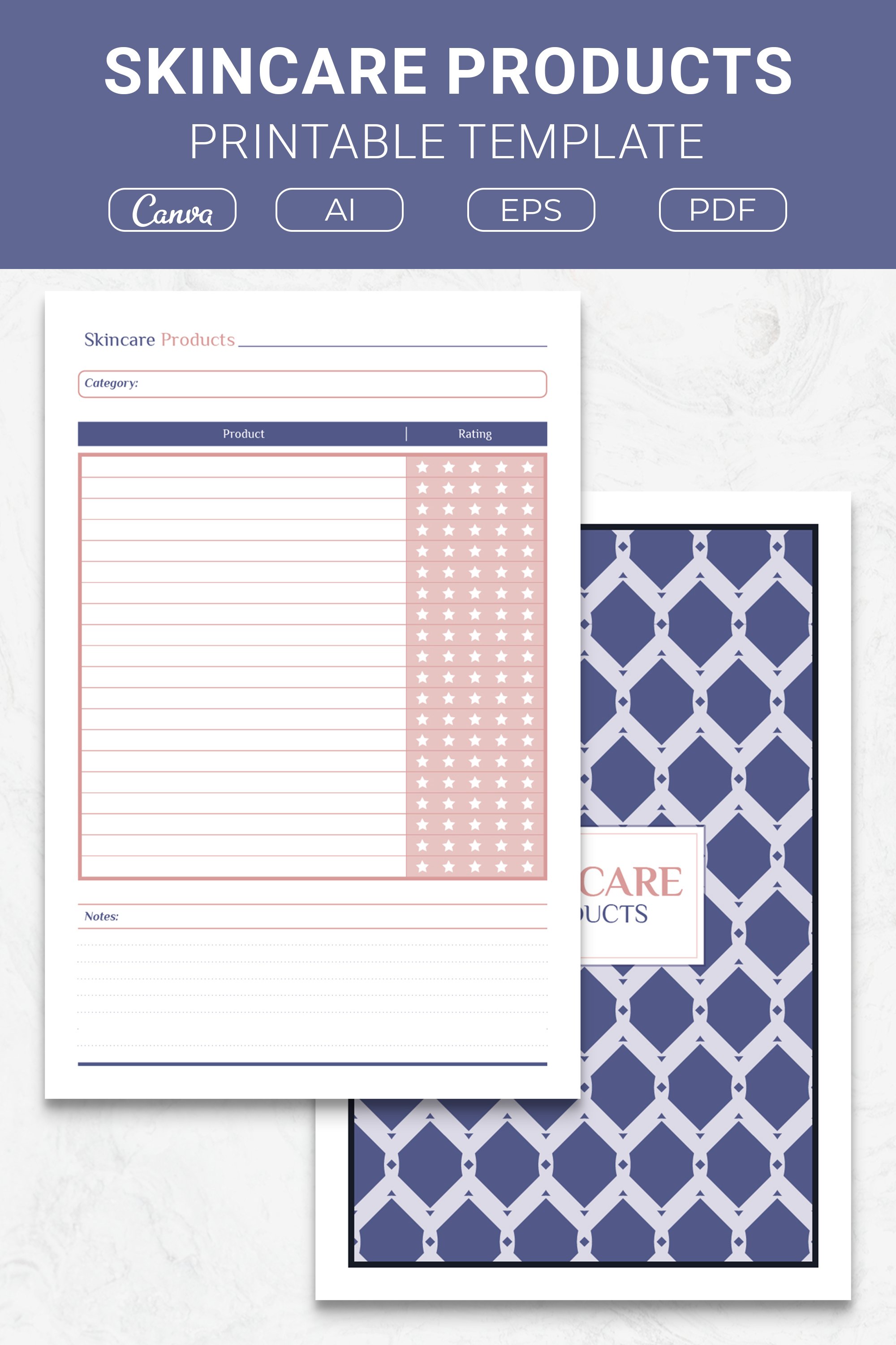 Skincare Product Reviews Printable Template
