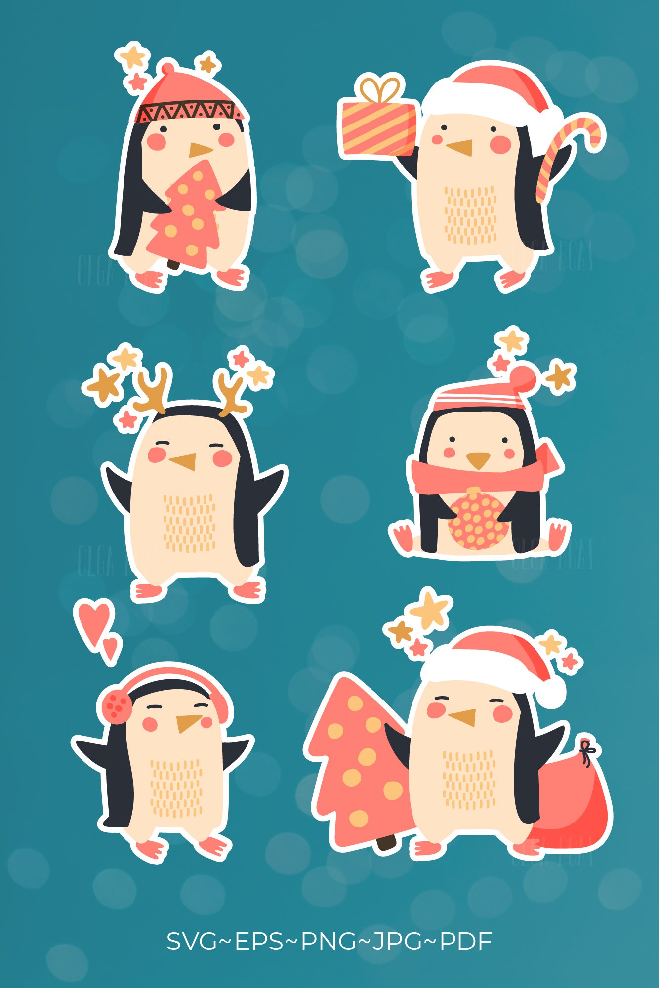 Penguin christmas Penguin bundle Merry christmas stickers