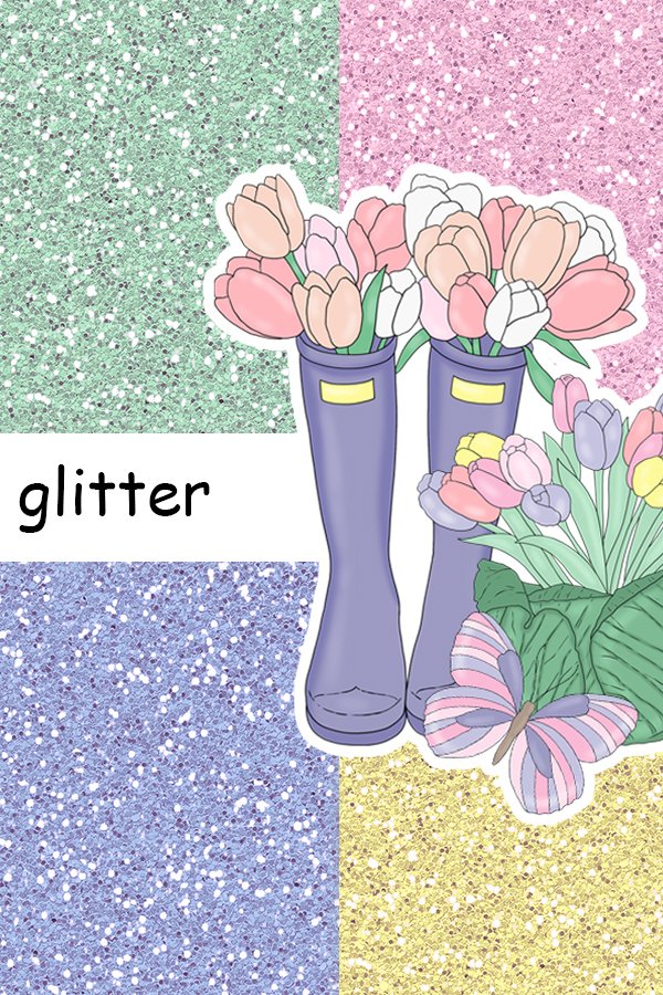 Spring GLITTER Digital Rainbow Pastel Bright Glitter - JPEG