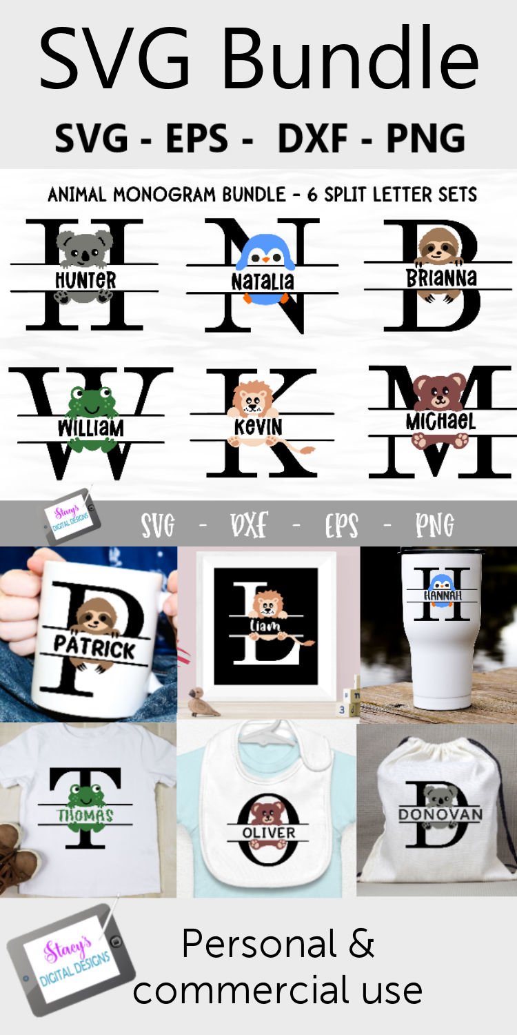 Animal Monogram Bundle - 6 Sets of Animal Split Letters A-Z