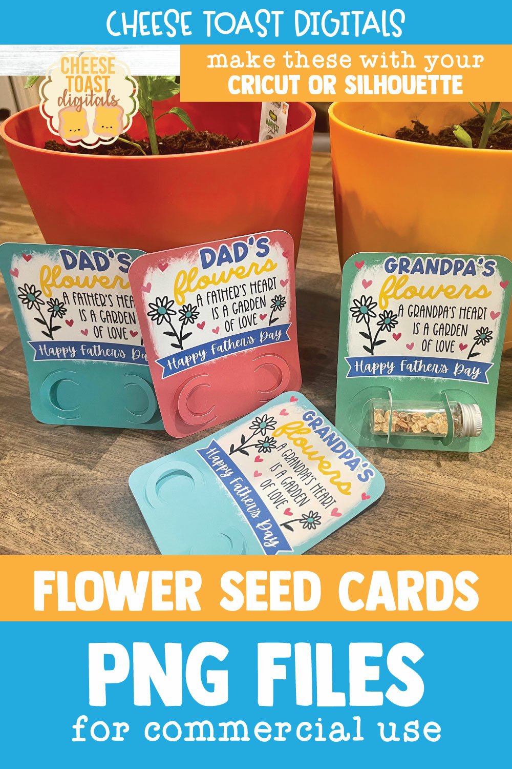 Father's Day Flower Seed Card PNG Bundle | 4 Card Designs
