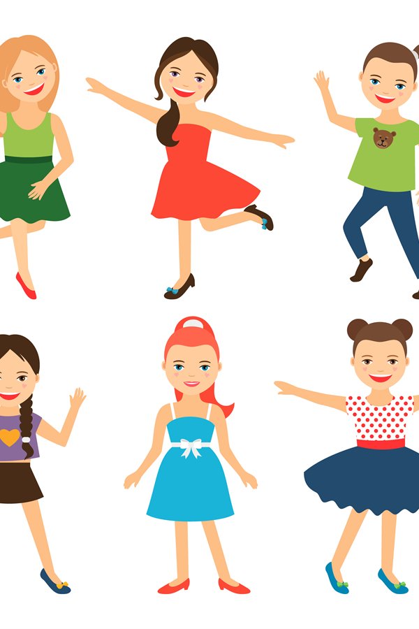 Little happy girl characters