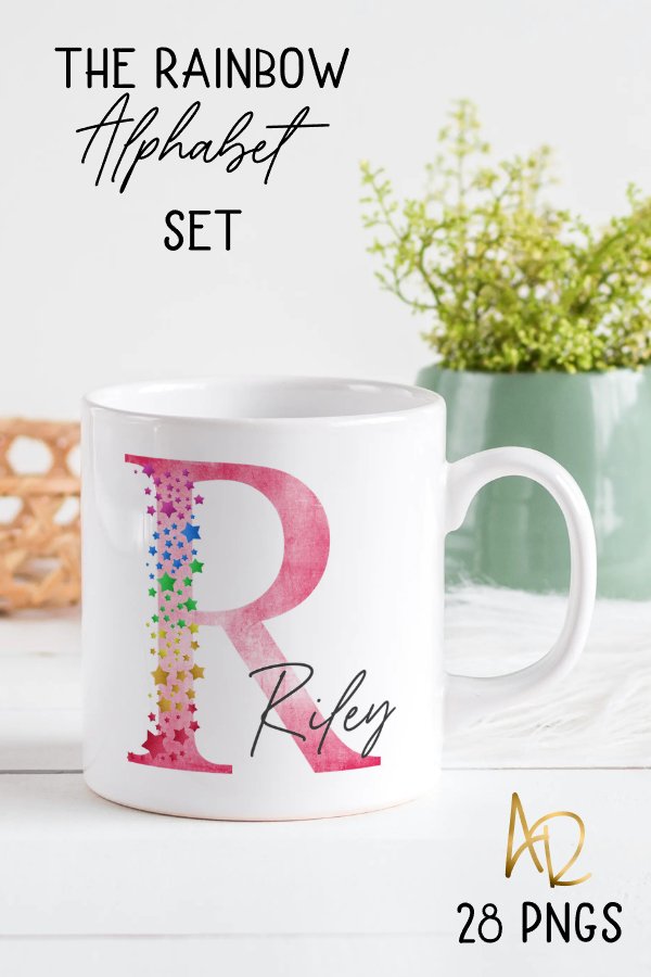 Watercolor Monogram | Pink Sublimation Alphabet Bundle