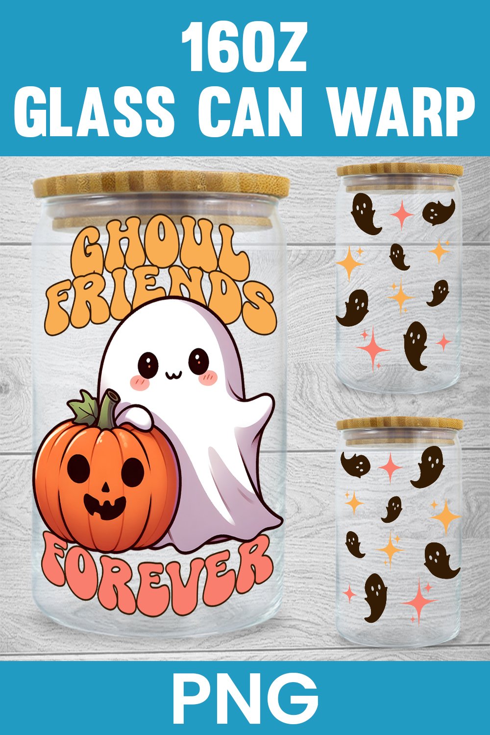 Halloween Ghost Tumbler 16oz Libbey Glass Can Wrap