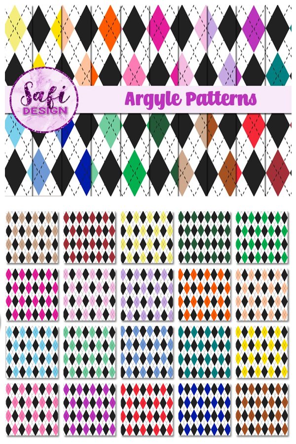 Argyle Patterns Digital Paper Backgrounds