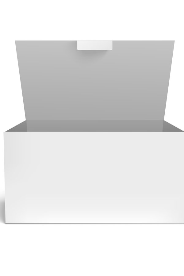 Realistic open box mockup. White packaging gift boxes