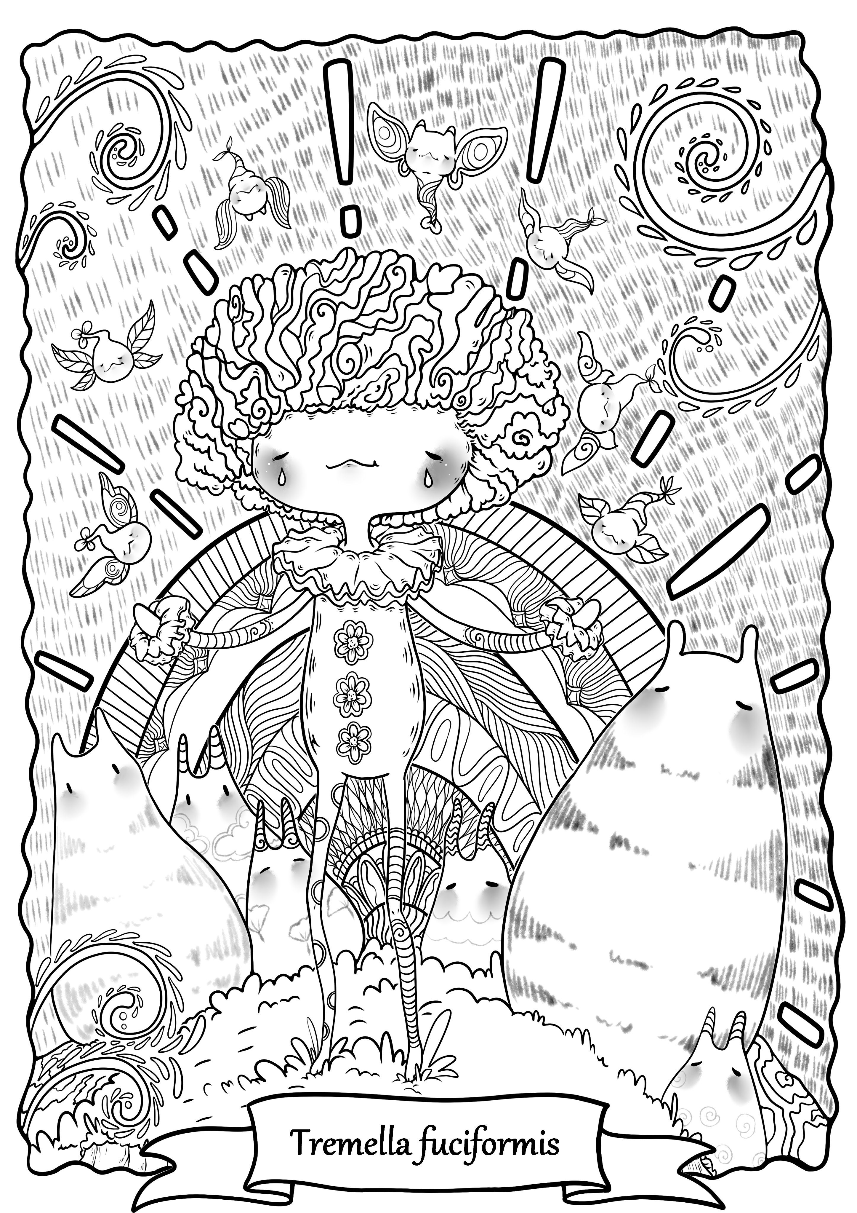 Mushroom coloring page Fantasy Unusual mushroom Cottagecore