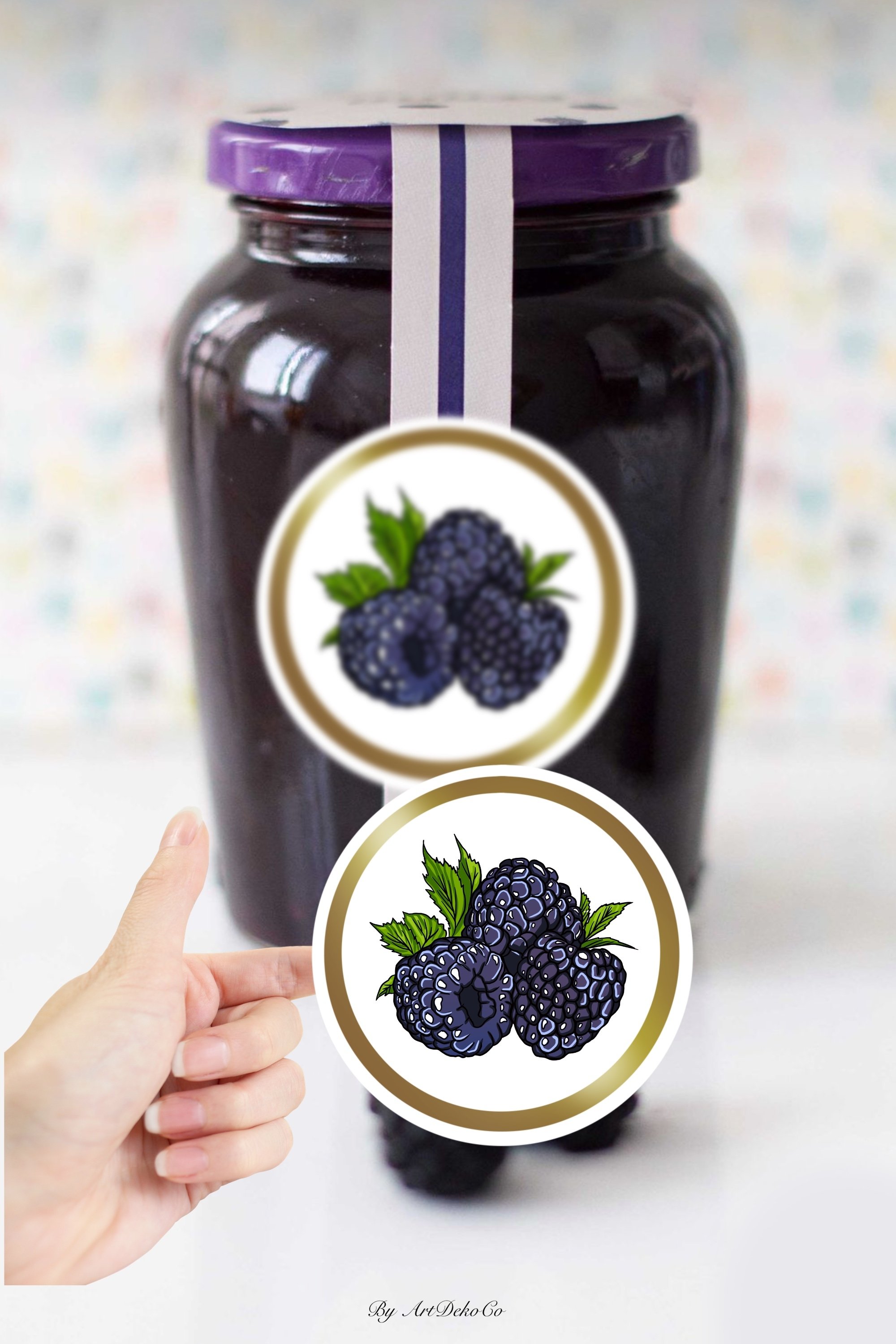 A set of stickers for jam. Berries stickers.