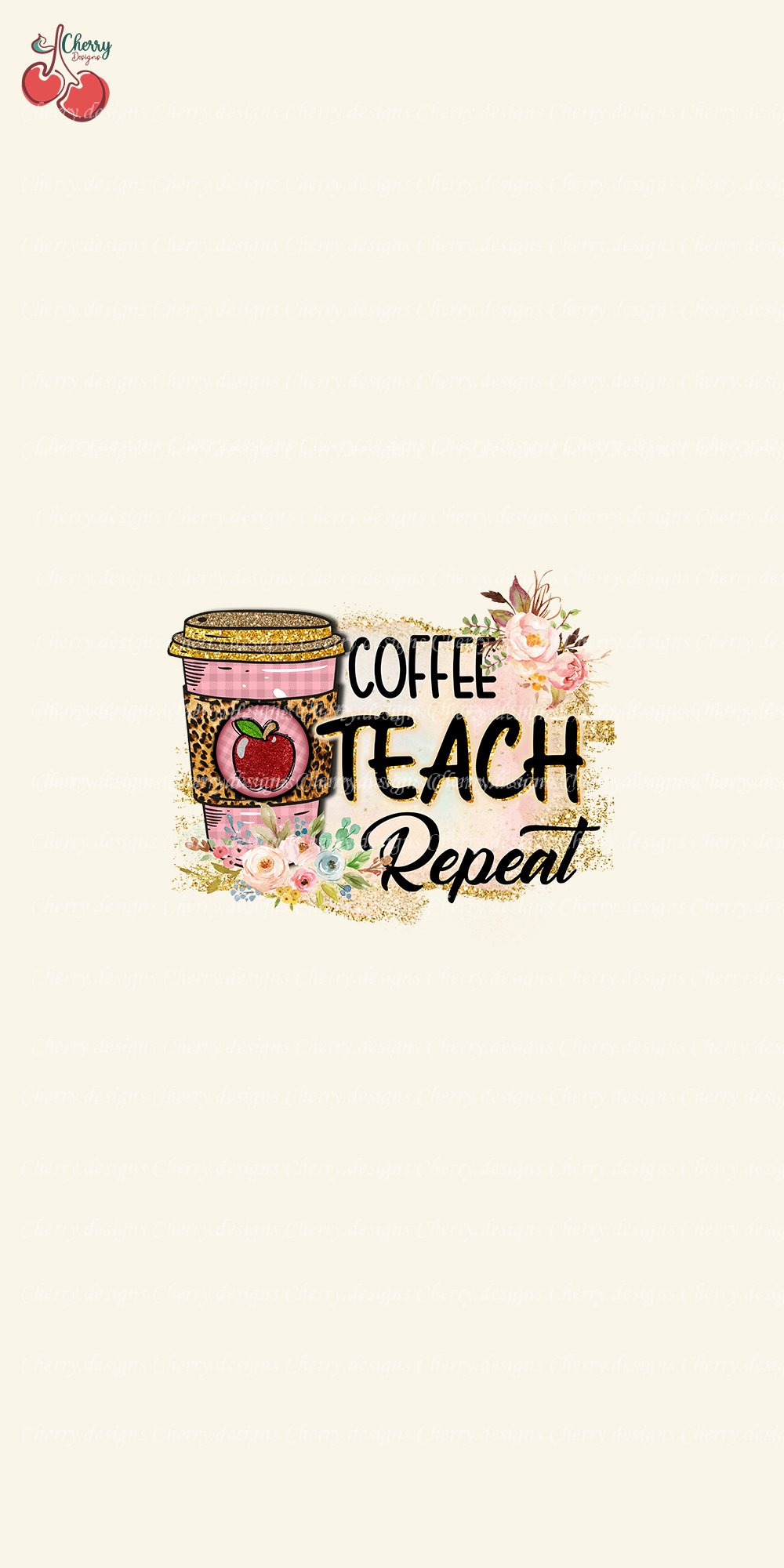 Coffee Teach Repeat PNG, Teacher PNG, Glitter Coffee PNG