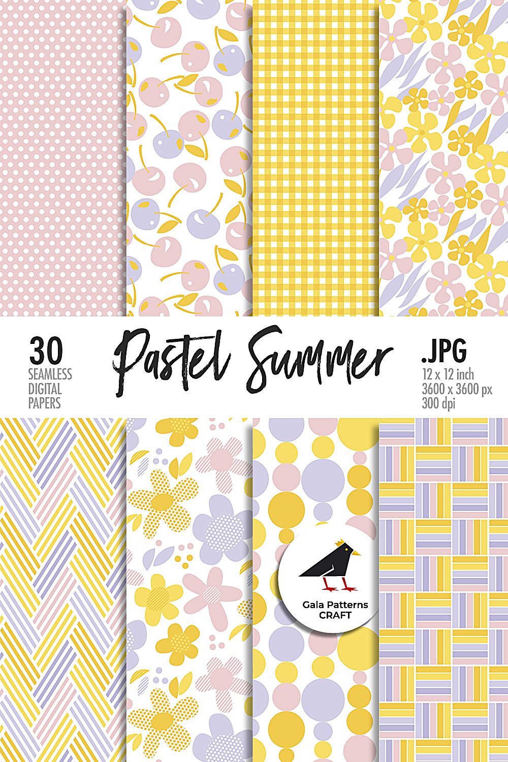 Summer Vibes Seamless Digital Papers | Flowers Scrapbook JPG