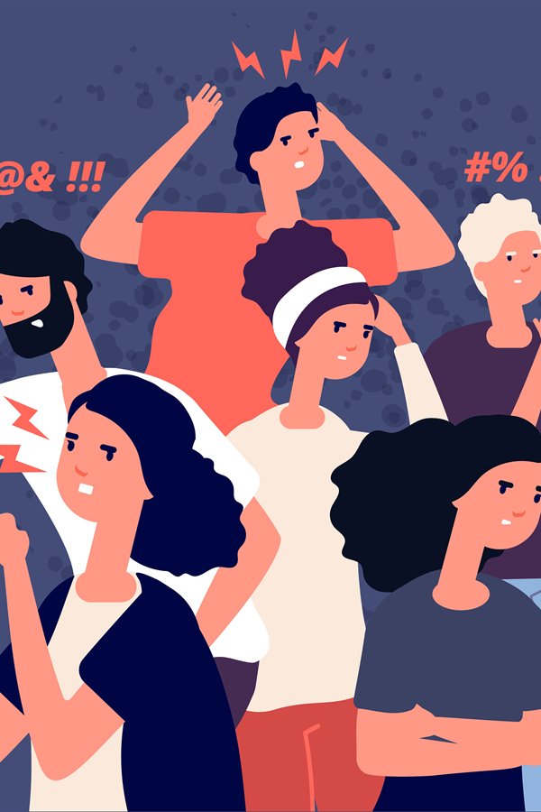 Angry people groupe. Communication problem with unpleasant a